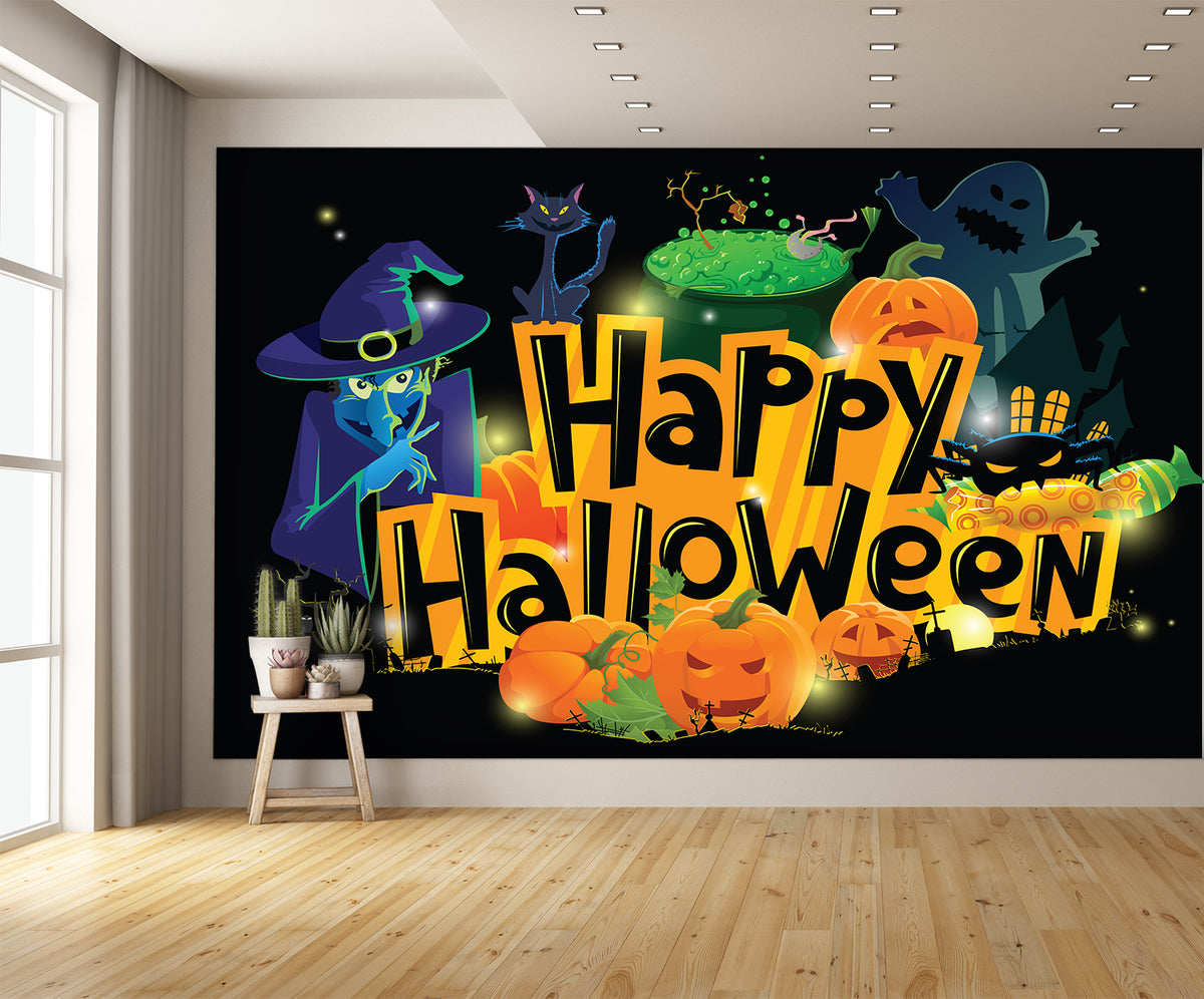 Happy Halloween Wall Decal Mural Wallpaper Large Print – Let's Print Big