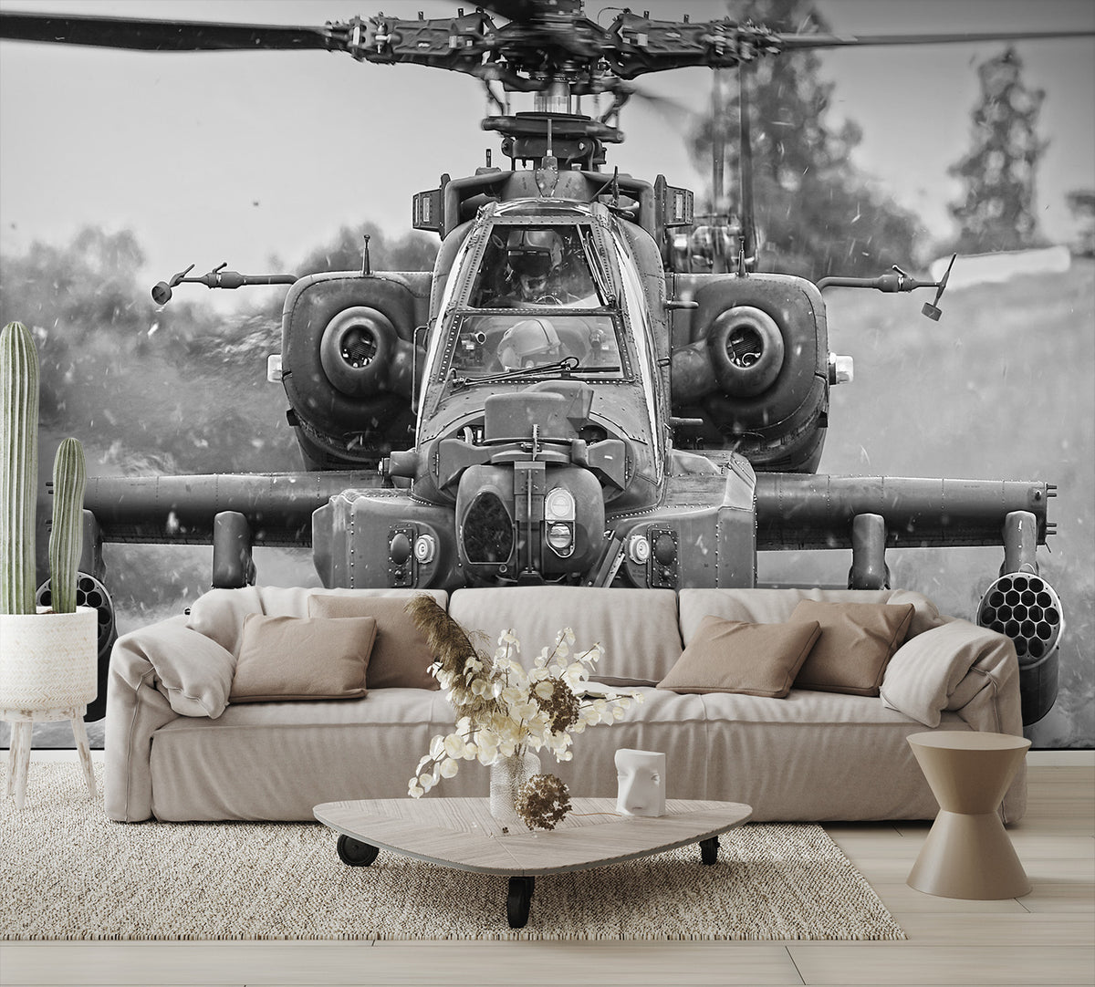 Apache Helicopter Wall Mural Military Wallpaper Large – Let's Print Big