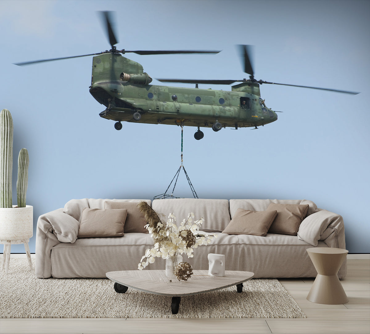 CH 47 Chinook Helicopter wallpaper Wall Mural dual rotor – Let's Print Big