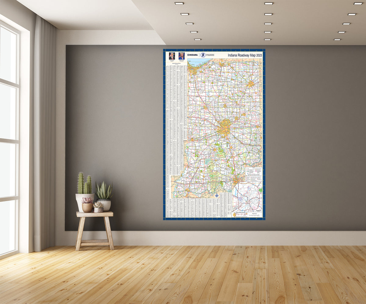 Indiana State Road Map Large Wall Mural – Let's Print Big