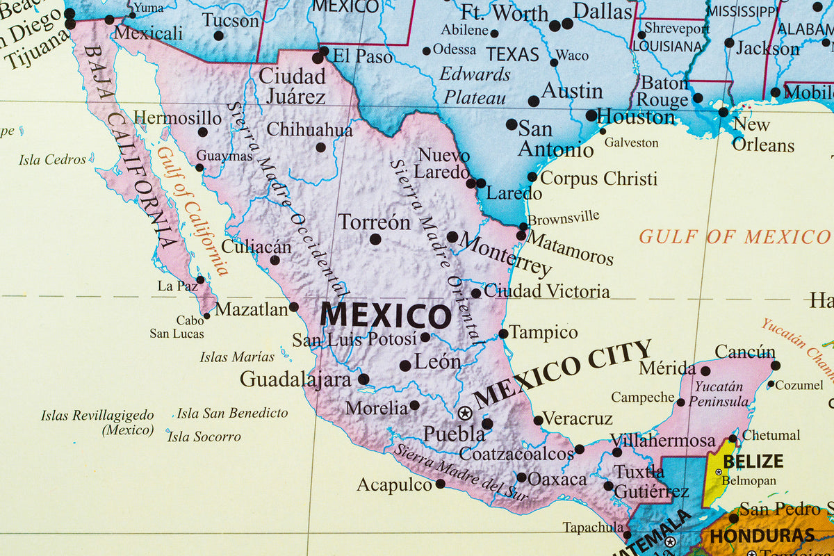 High Resolution Map of Mexico Wall Mural Wallpaper – Let's Print Big