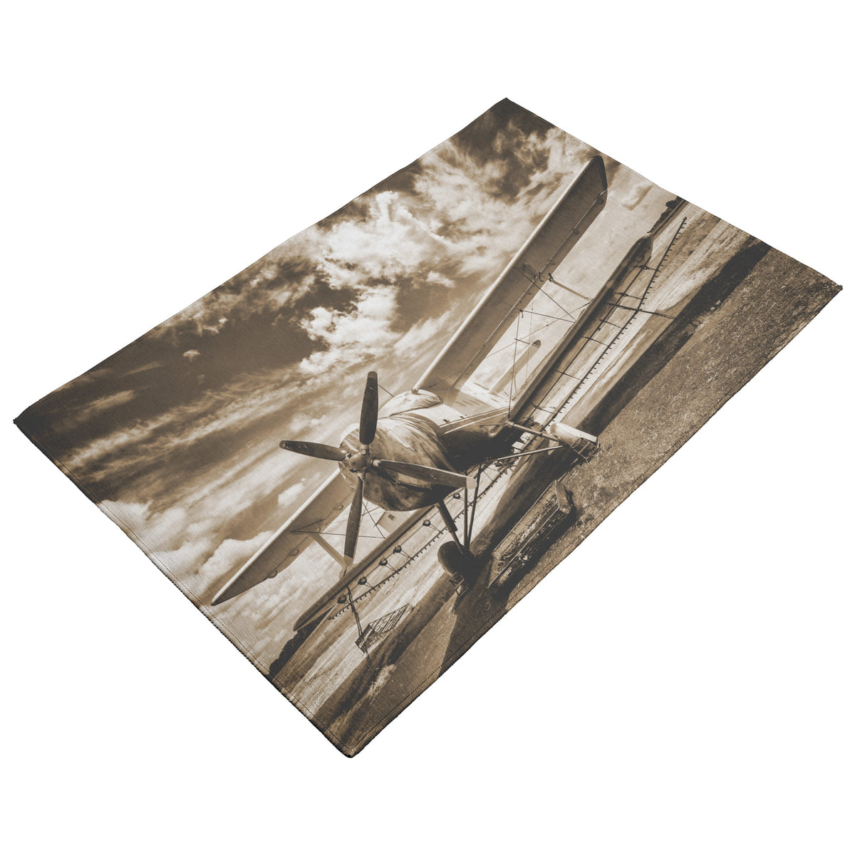 Sepia Colored Ag Biplane Sprayer Clouds Rug 5 Sizes – Let's Print Big