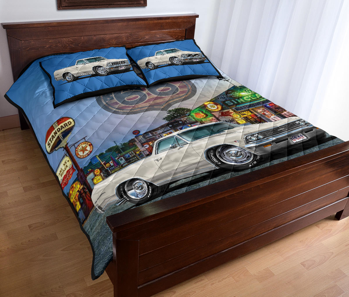 Retro 1966 Chevy El Camino Route 66 Custom Quilt Set – Let's Print Big