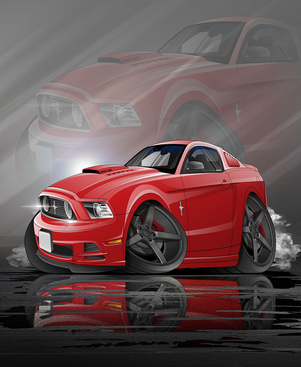 2014 Mustang Cartoon Art Hot Rod Wall Mural – Let's Print Big