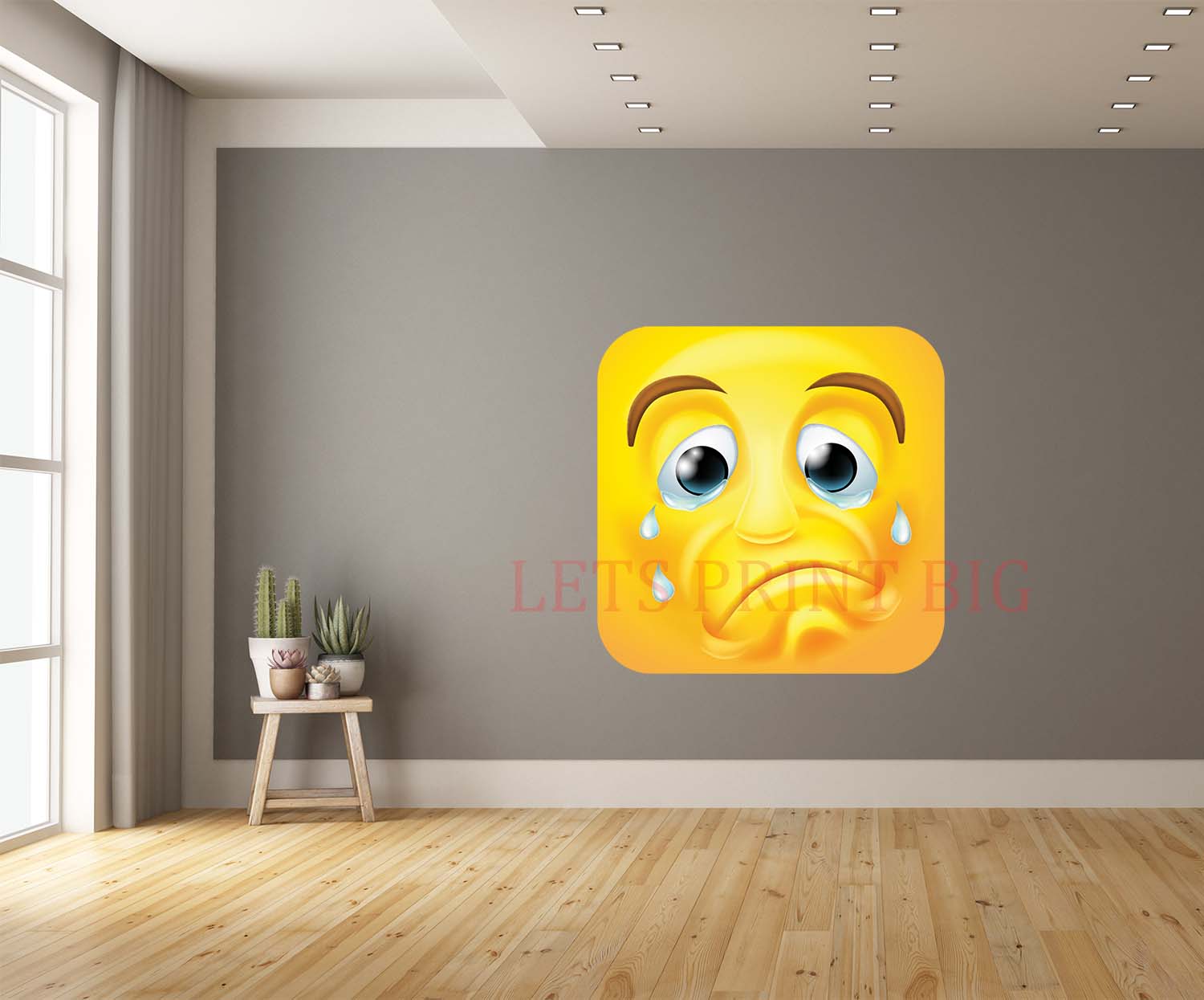 Sad Crying Emoji Emotion Cartoon Wall Art Decal – Let's Print Big