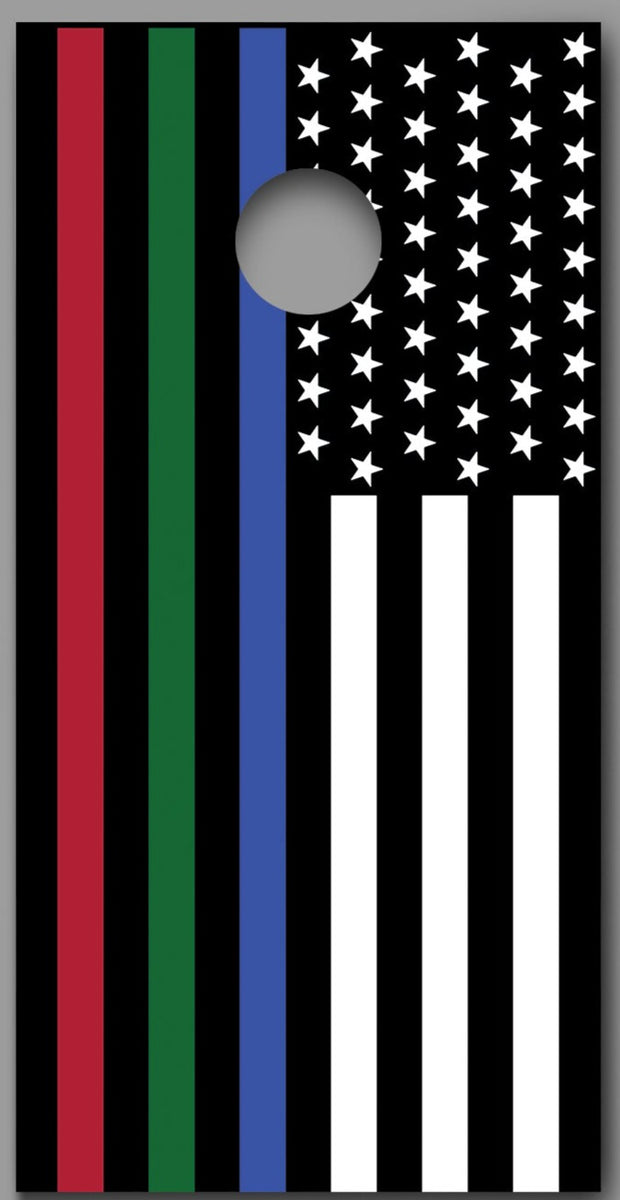 American Flag Thin Red Green Blue Line Corn hole Wraps Decal – Let's ...