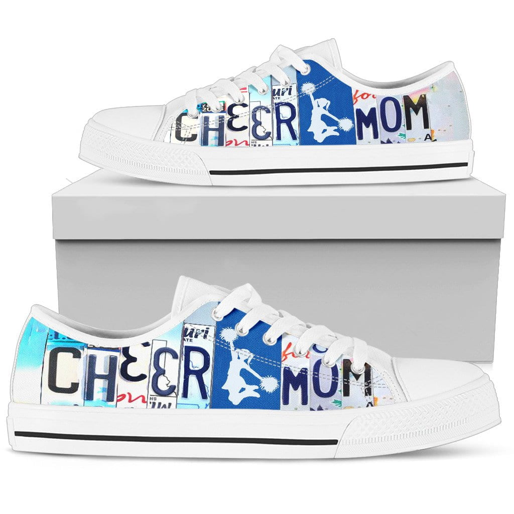Cheer Mom Low Top Womens Tennis Shoes White – Let's Print Big