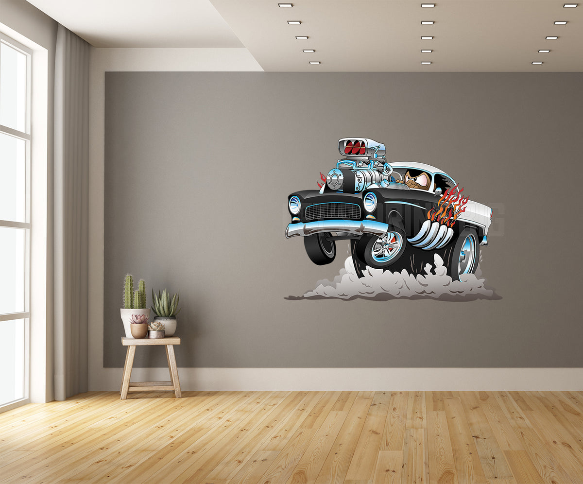 Car Art 1955 Bel Air Cartoon Hotrod 1 Wall Decal – Let's Print Big