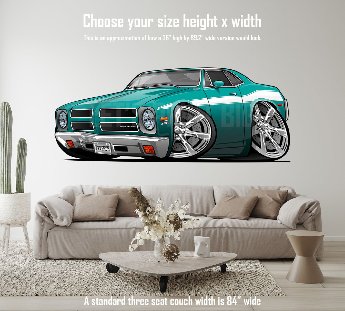 Car Art 1972 Pontiac Ventura Sprint Hot Rod Cartoon Wall Decal – Let's ...