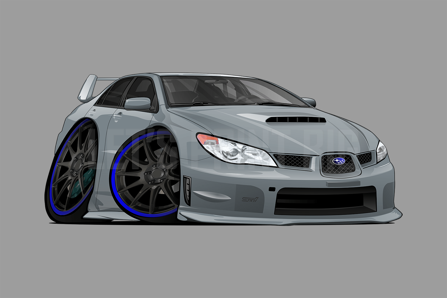 Car Art 2007 Subaru WRX STi Cartoon Wall Decal – Let's Print Big