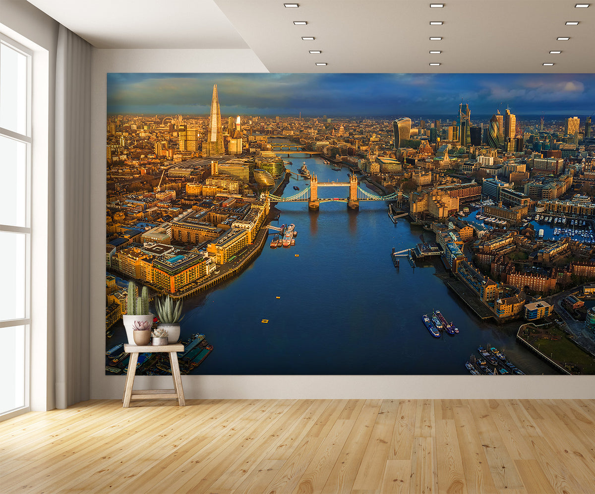 Aerial View London England Panoramic Wall Mural – Let's Print Big