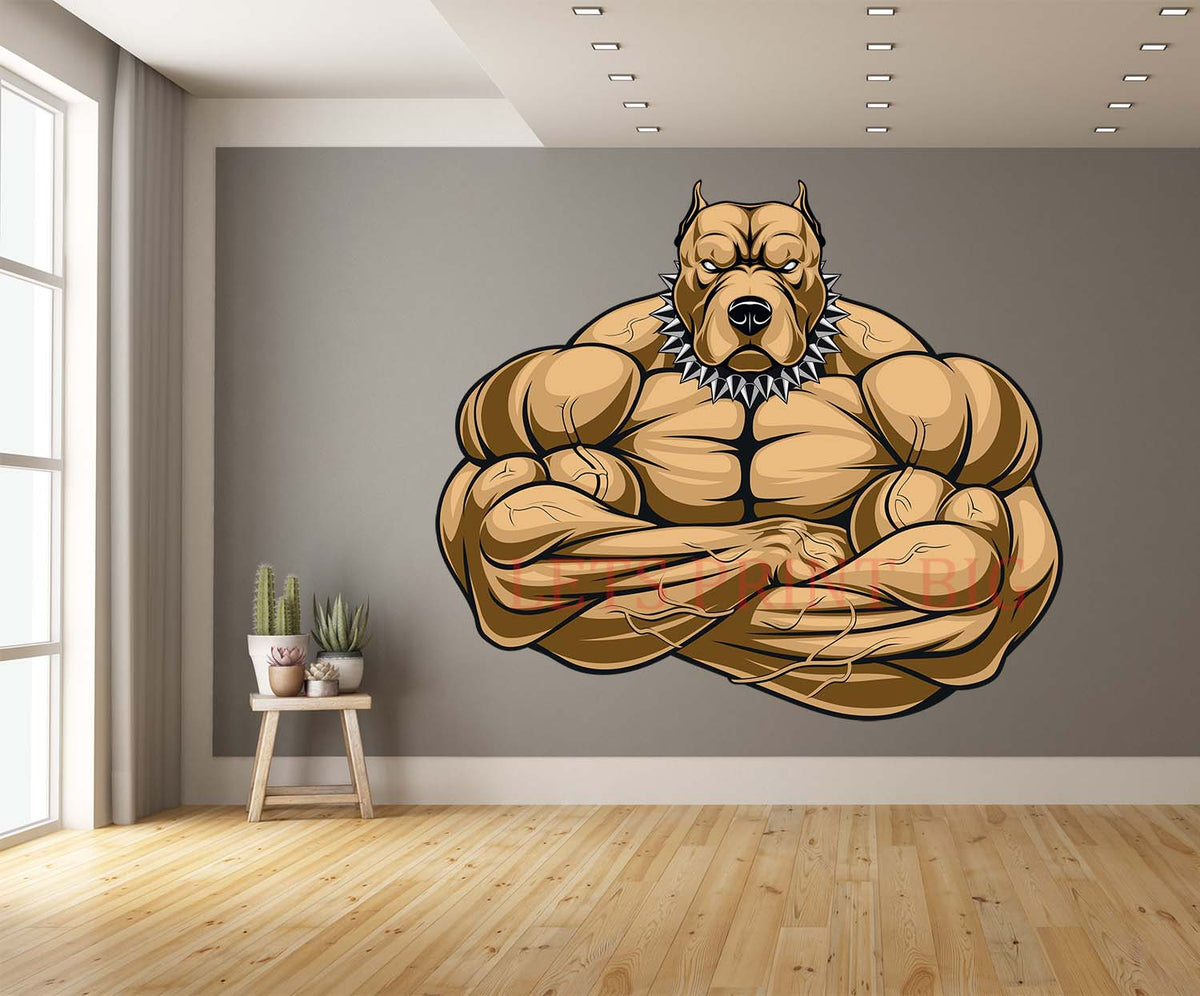 Angry Dog Bodybuilder Wall Art Decal – Let's Print Big