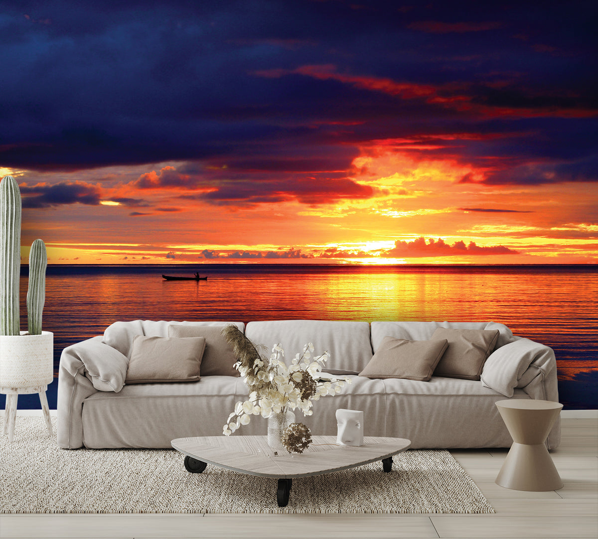 Backlit Beach Dark Clouds Wall Mural – Let's Print Big