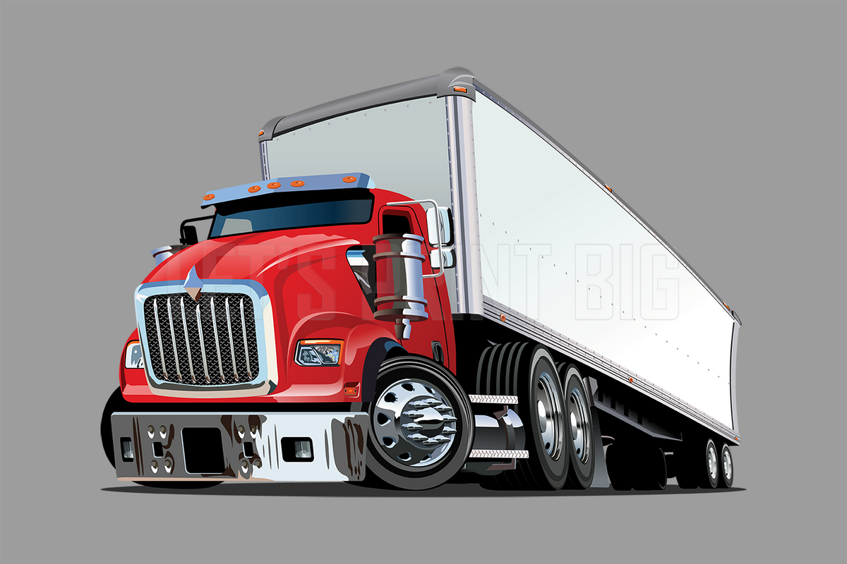 Car Art Big Rig Truck Cartoon Wall Decal – Let's Print Big