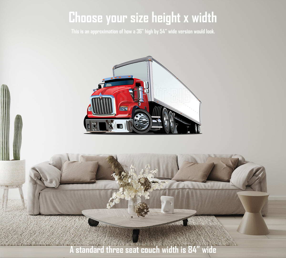 Car Art Big Rig Truck Cartoon Wall Decal – Let's Print Big