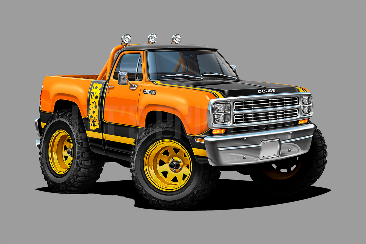 Car Art Power Wagon Pickup Truck Cartoon Wall Decal – Let's Print Big