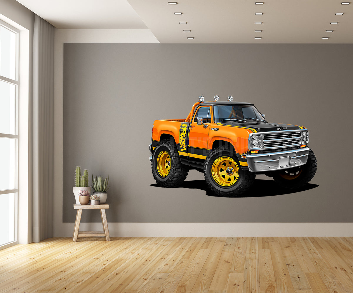 Car Art Power Wagon Pickup Truck Cartoon Wall Decal – Let's Print Big