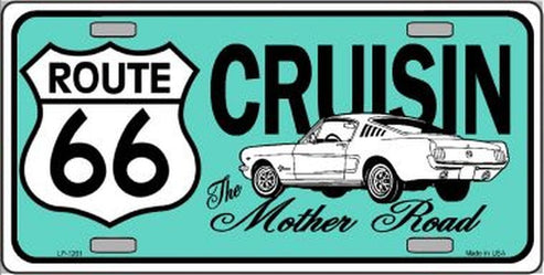 Route 66 Retro Cruisin Mother Road License Plate Car Tag – Let's Print Big