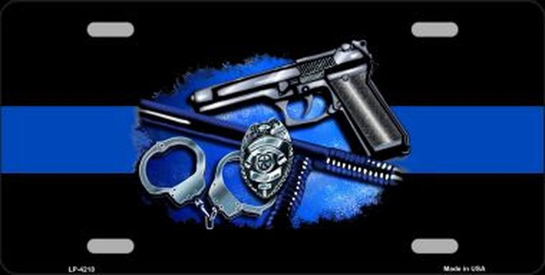 Thin Blue Line Badge License Plate Car Tag – Let's Print Big