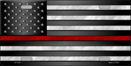 American Flag Thin Red Line License Plate Car Tag – Let's Print Big
