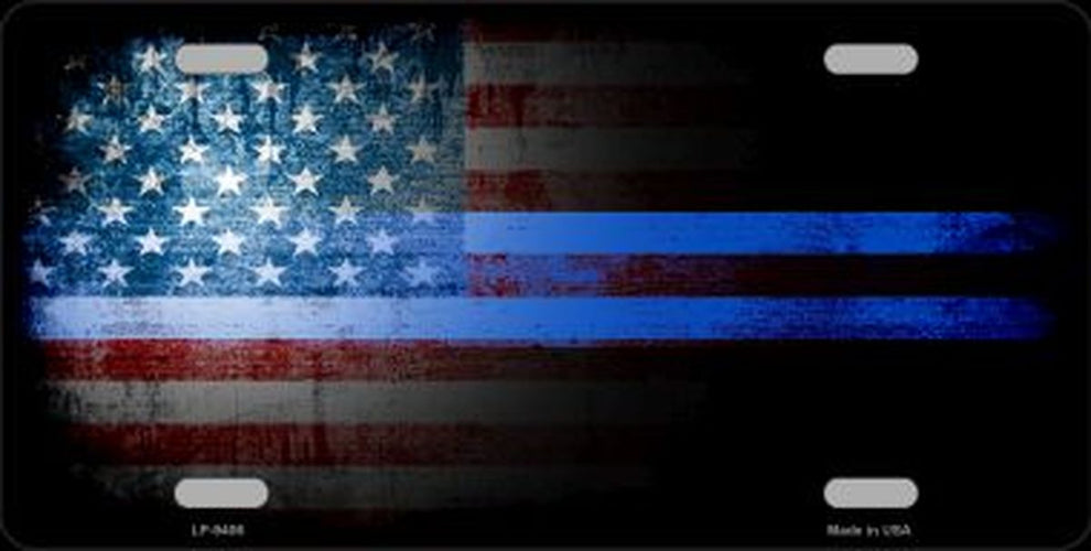 American Flag Police Aged License Plate Car Tag – Let's Print Big