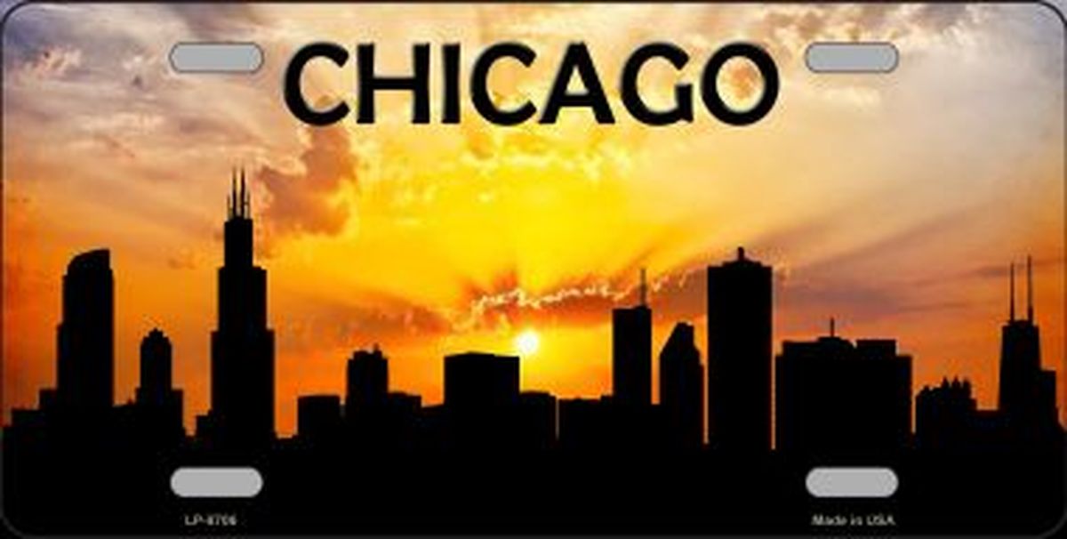 Chicago Silhouette License Plate Car Tag – Let's Print Big