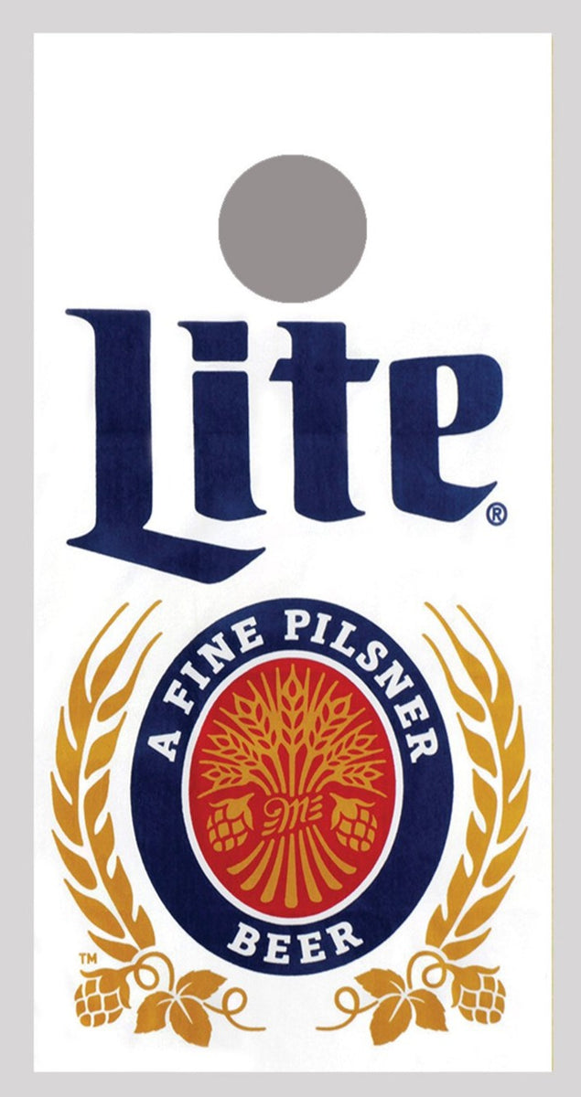 Miller Lite Beer White Background Cornhole Board Decal Wrap – Let's ...