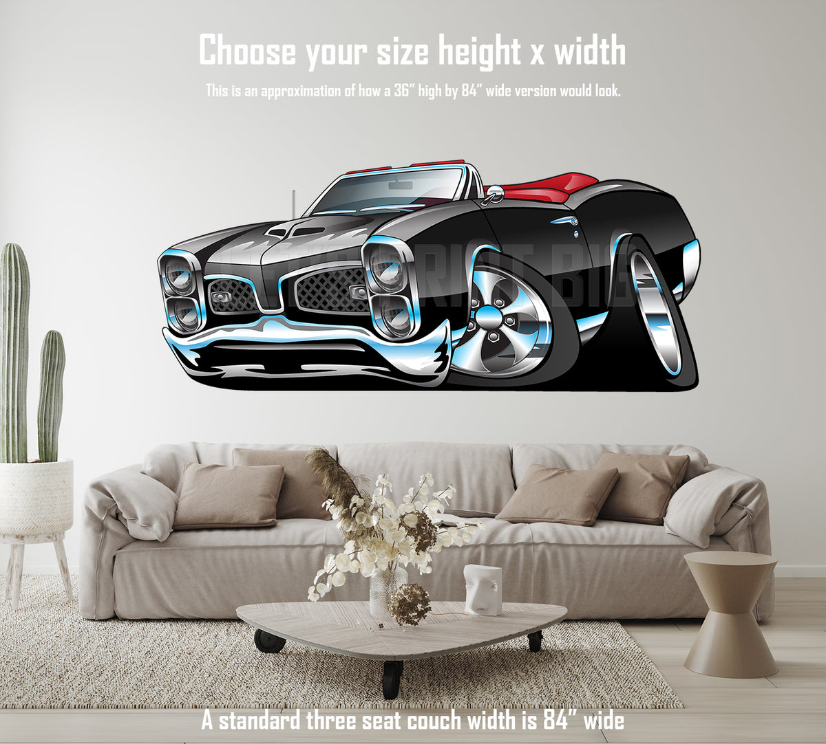 Car Art GTO Muscle Car Cartoon 20 Convertible Wall Decal – Let's Print Big