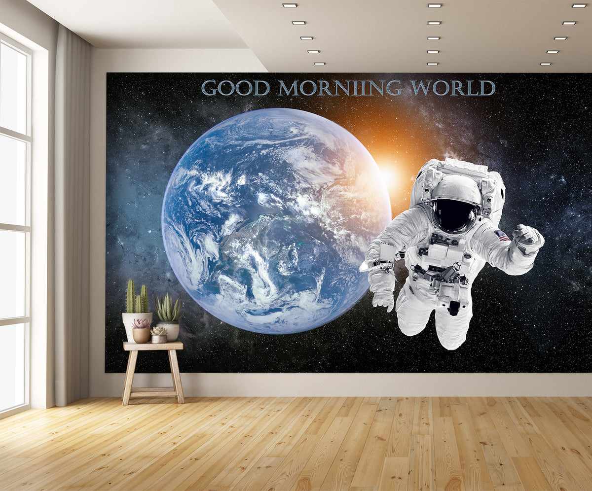 Outer Space Earth Sun Astronaut Wall Mural – Let's Print Big