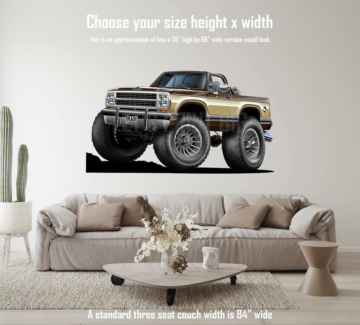 Car Art Ram 4x4 Pickup Truck Cartoon Wall Decal – Let's Print Big