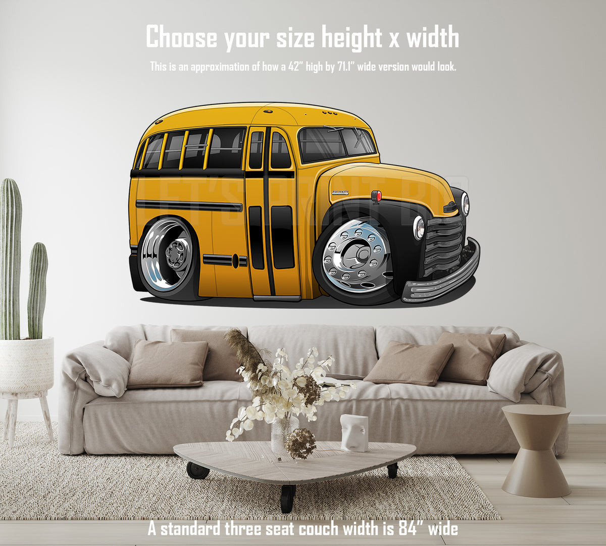 1952 School Bus Hot Rod Car Art Wall Decal – Let's Print Big