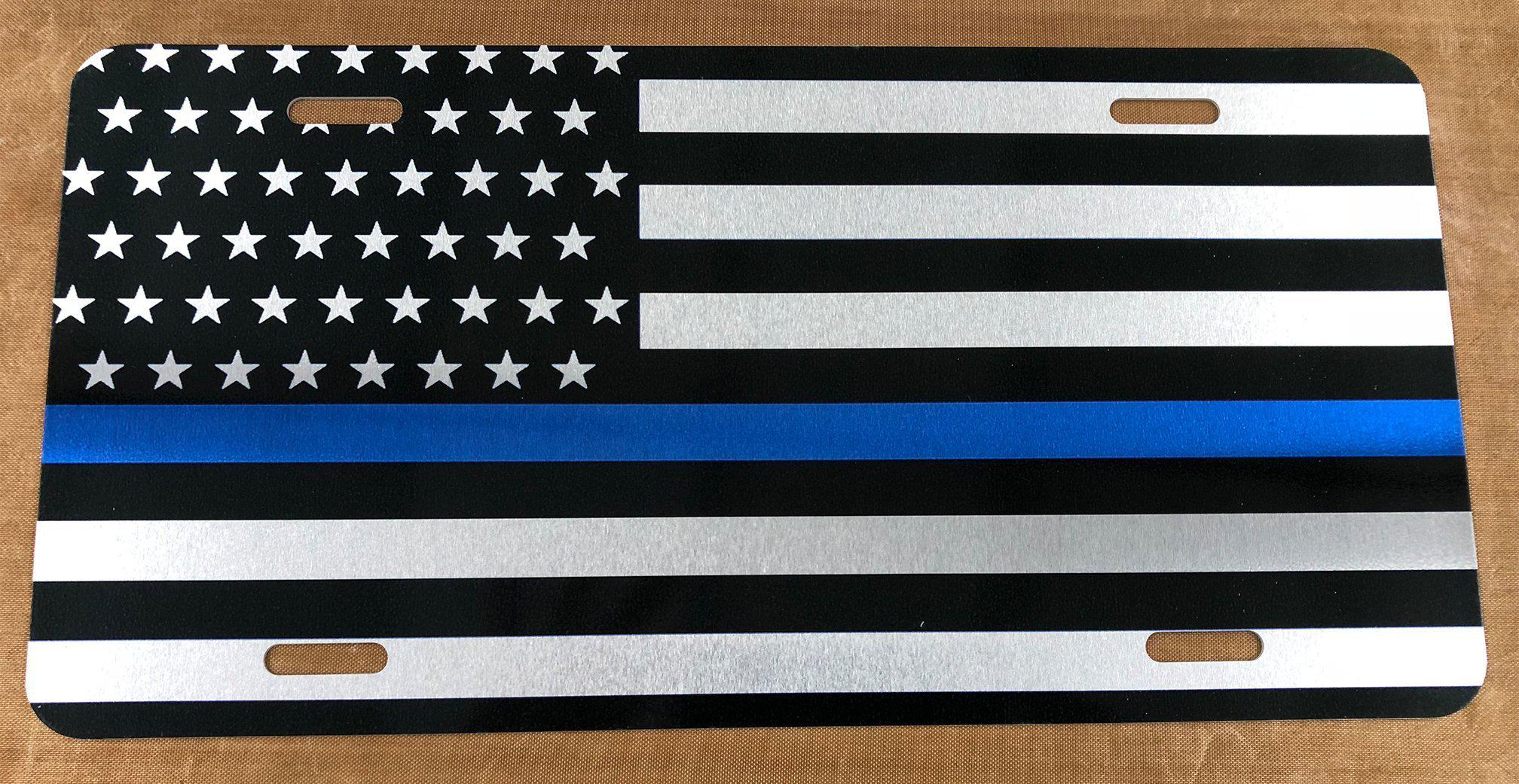 Thin Blue Line American Flag License Plate – Let's Print Big