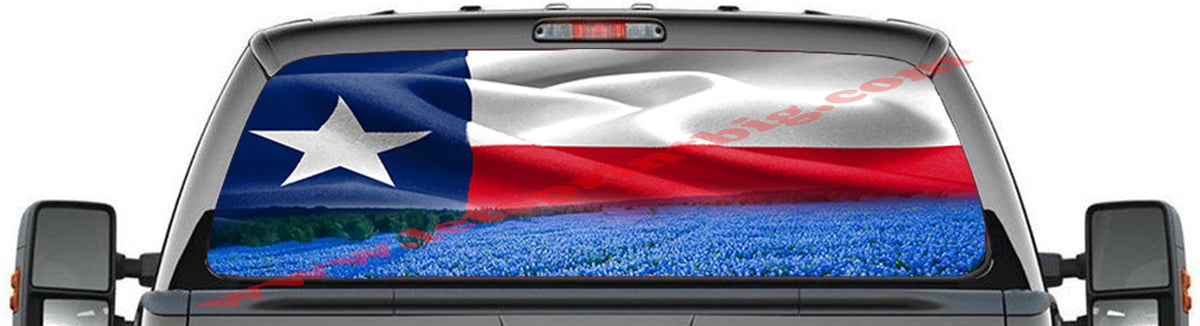 Texas Flag Fade Bluebonnets Rear Window Decal Graphic – Let's Print Big