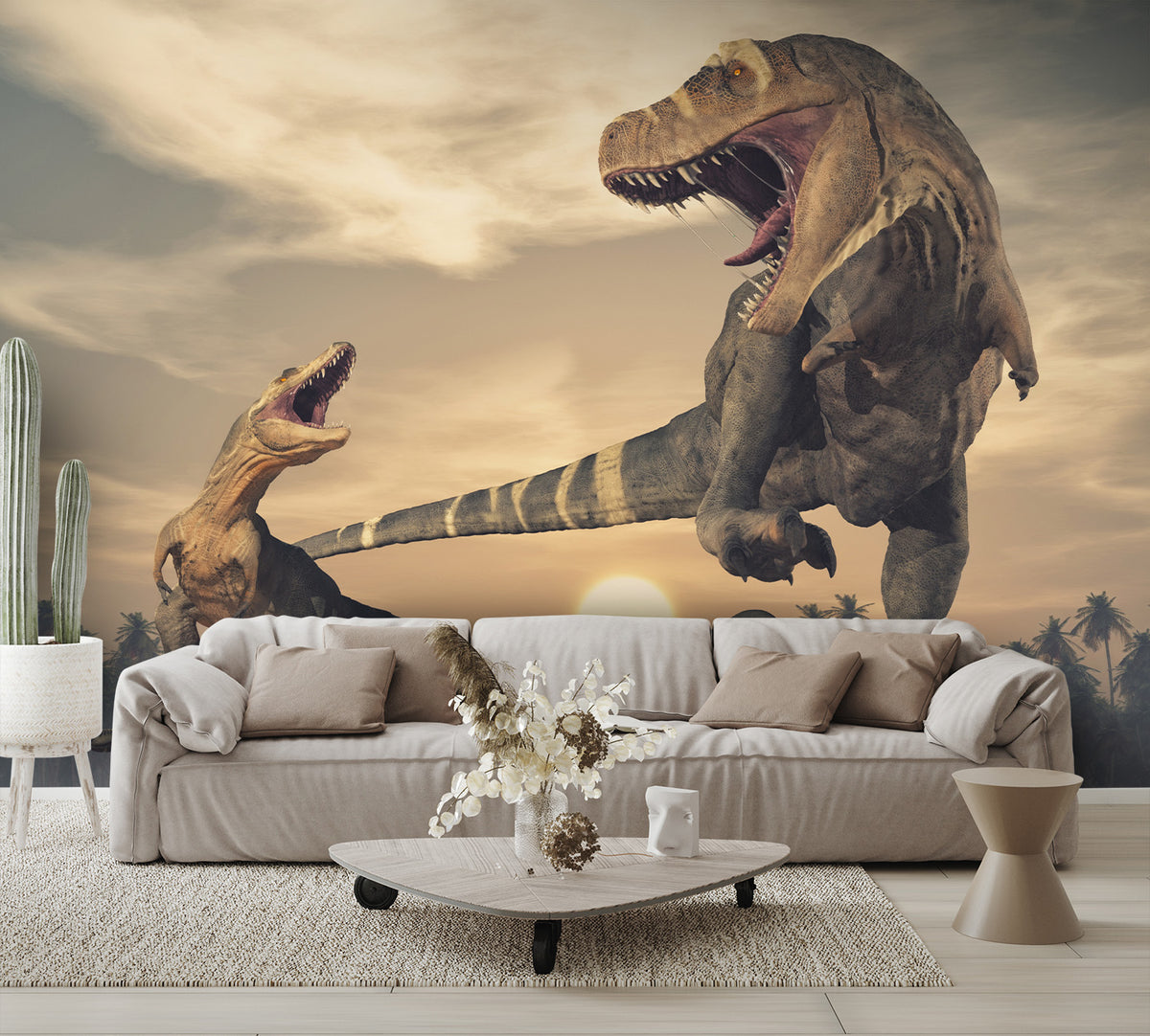 Three Dinosaurs T Rex Wall Mural – Let's Print Big