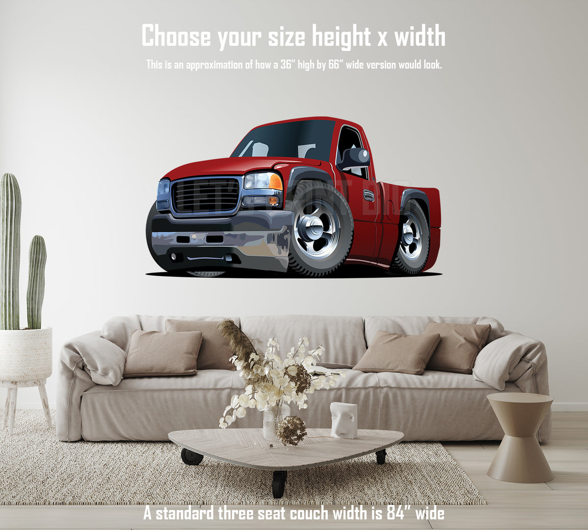 Car Art GMC Pickup Truck Cartoon 3 Wall Decal – Let's Print Big