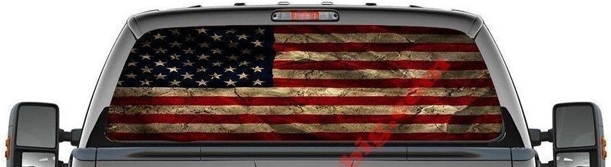 Rear Window Decals American Flag Weathered for truck Graphic – Let's ...