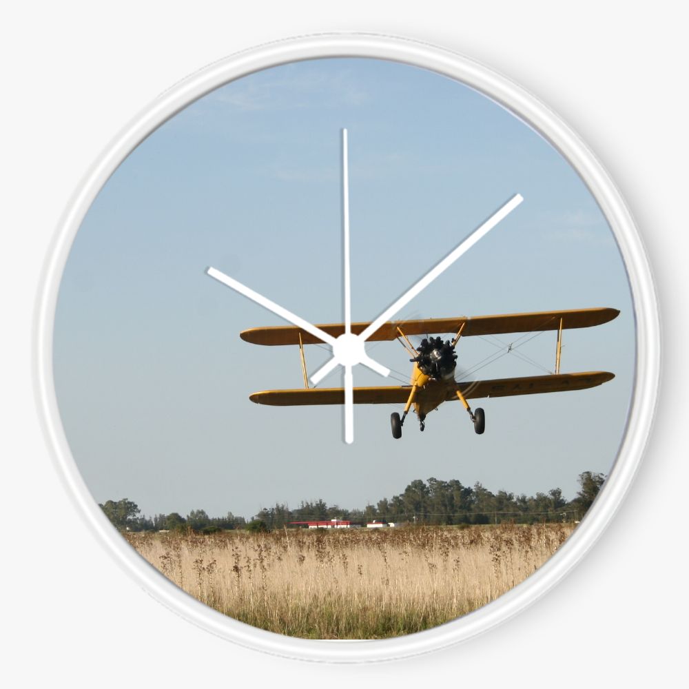 Stearman Biplane Over a Field 10 inch wall clock – Let's Print Big