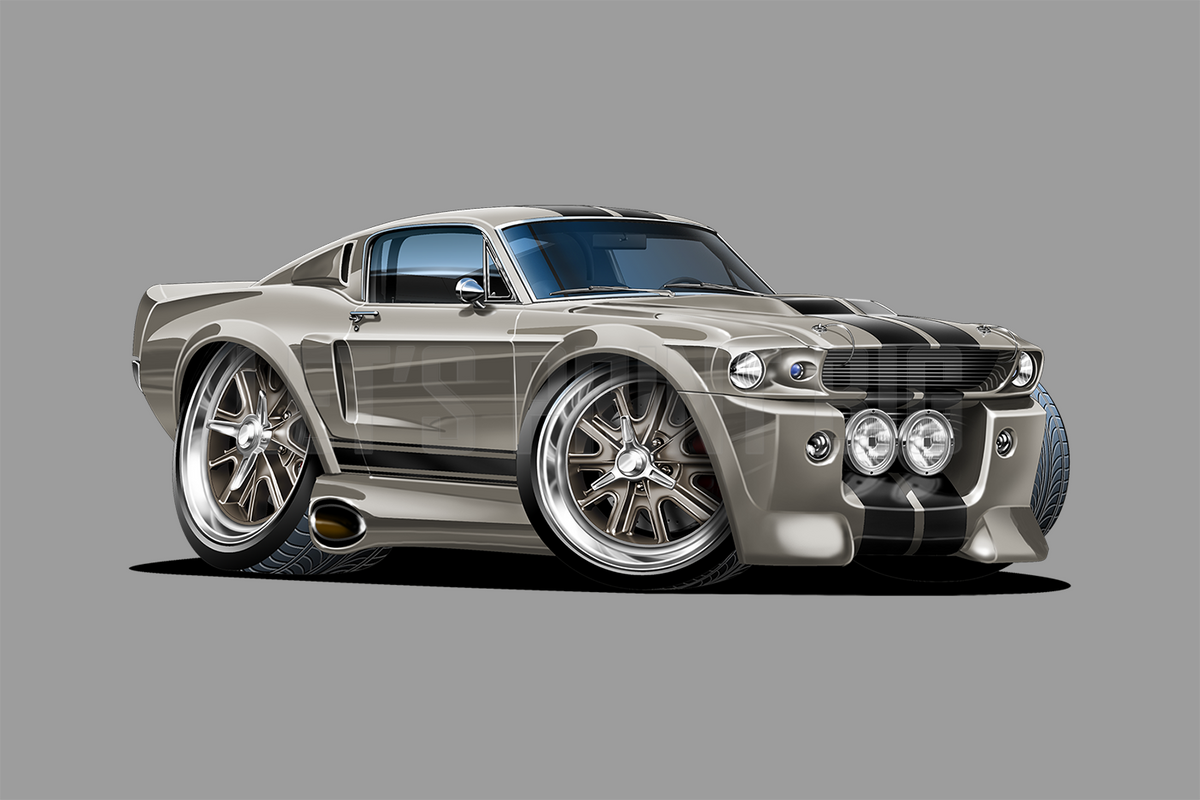 Car Art 1967 Shelby Mustang GT500 Eleanor Cartoon Wall Decal – Let's ...