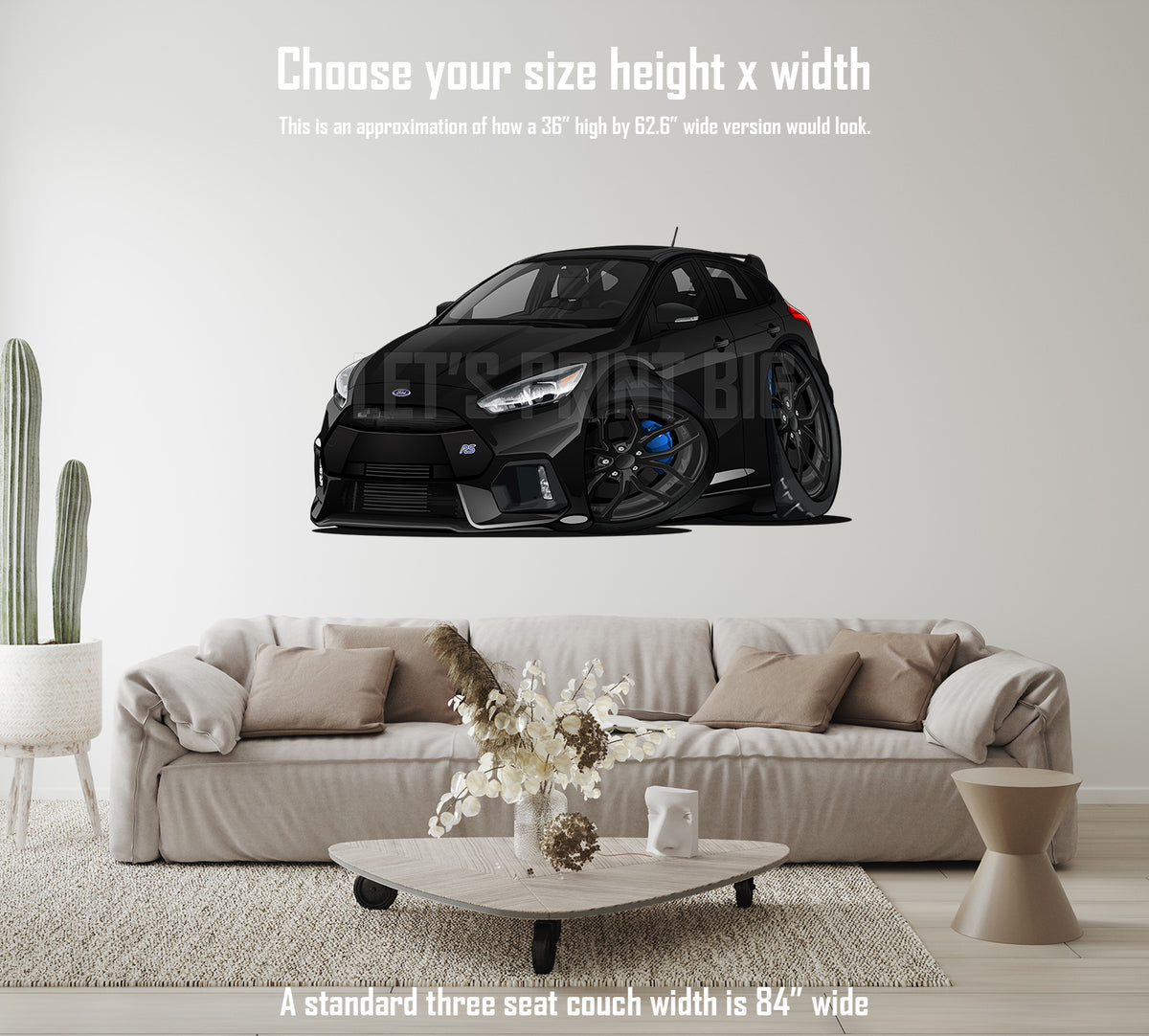 Car Art 2018 Focus RS Cartoon Hot Rod Wall Decal – Let's Print Big