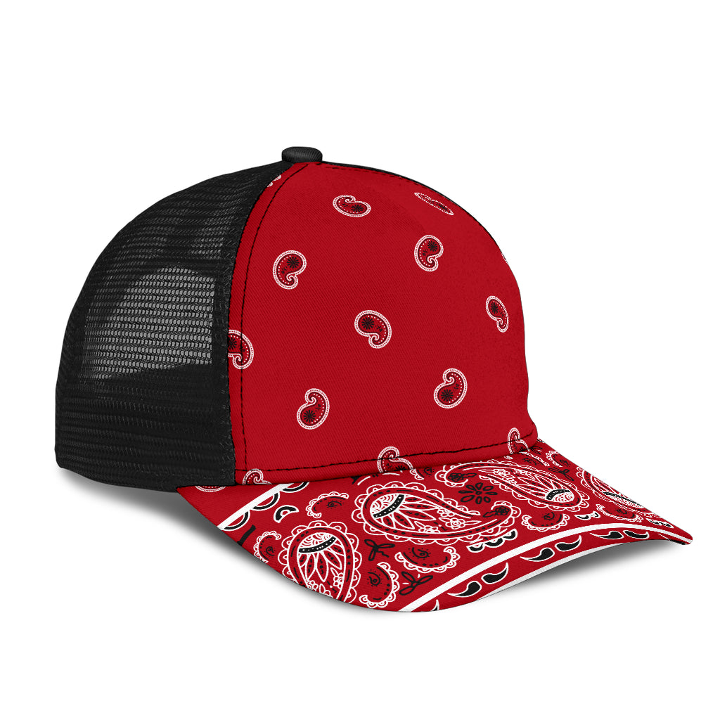 Classic Red Bandana All Over Mesh Back Cap – Let's Print Big