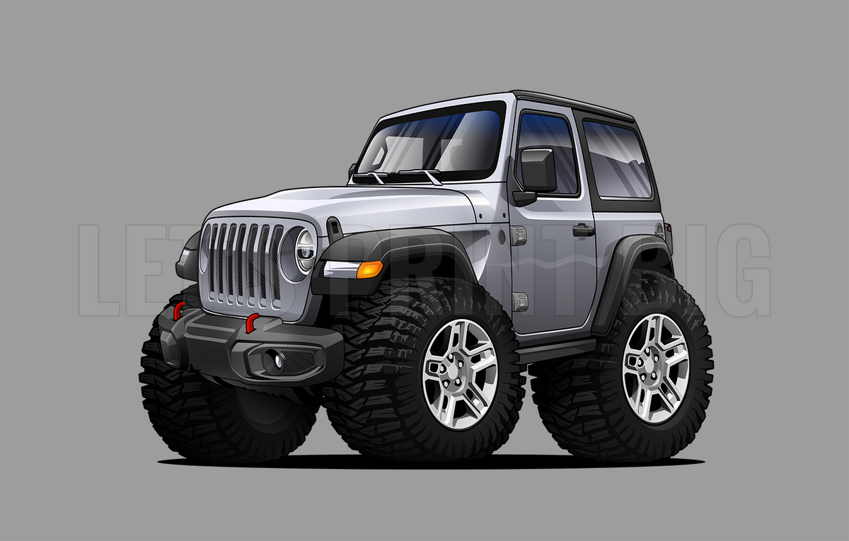2020 Jeep Wrangler Cartoon Car Art Wall Decal – Let's Print Big
