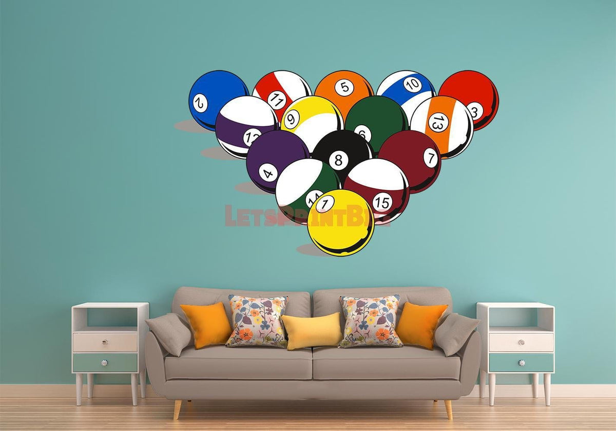 POOL BALLS WALL DECAL REMOVABLE REPOSITIONABLE FATHEAD STYLE – Let's ...