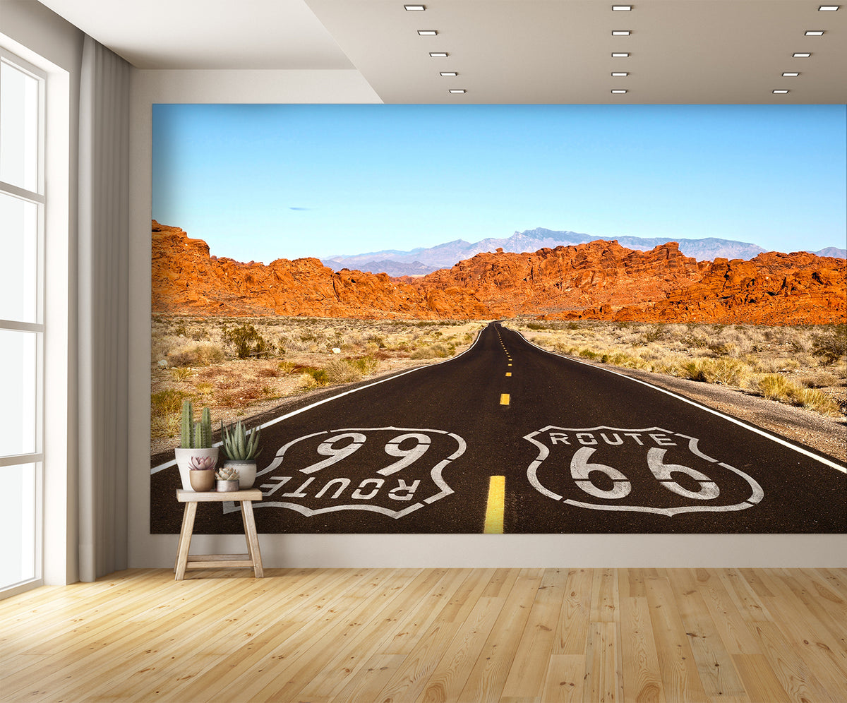 Route 66 Wallpaper Mural Peel and Stick – Let's Print Big
