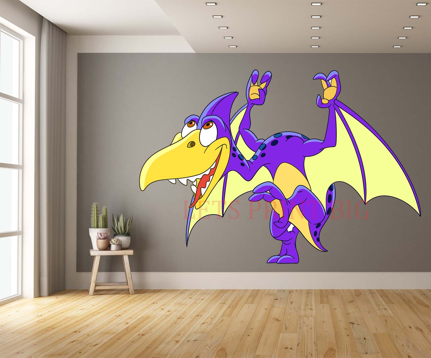 Teradactyl Cartoon Blue and Yellow Wall Art Decal – Let's Print Big