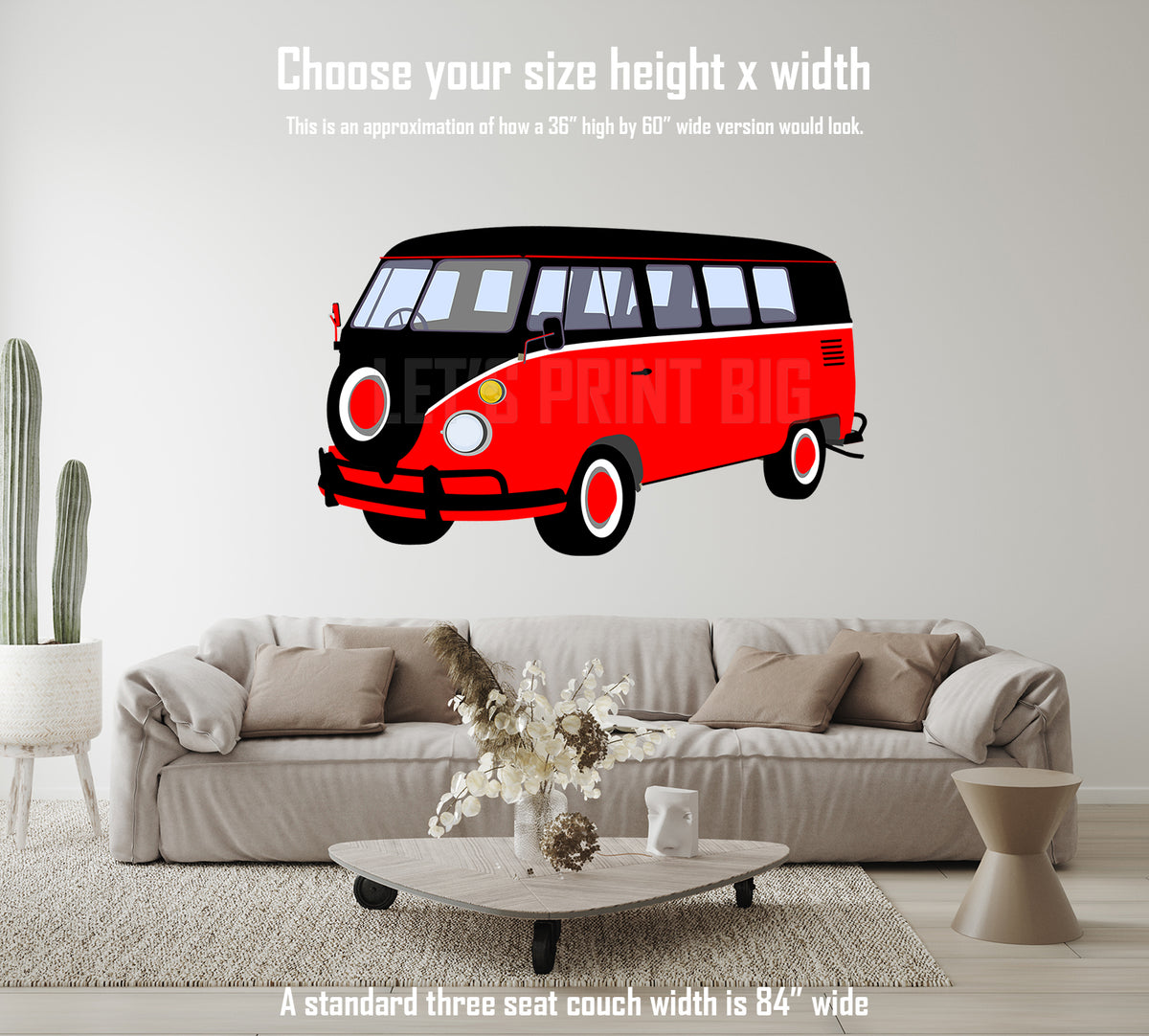 Car Art Volkswagon Bus High Resolution Wall Decal – Let's Print Big